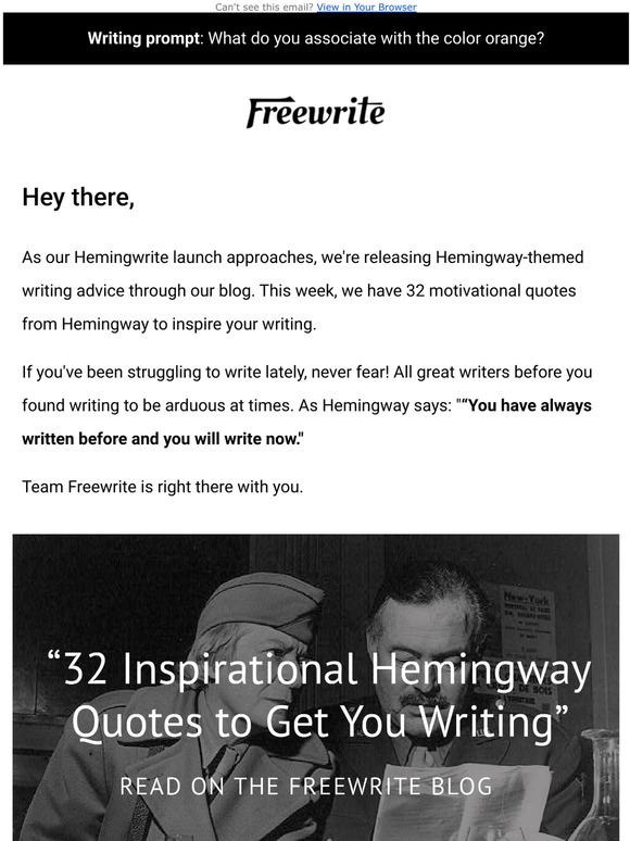 Freewrite: 32 Hemingway quotes to inspire your writing | Milled