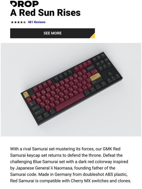 Drop: Drop + RedSuns GMK Red Samurai: Samurai-Inspired Keycaps for $100 ...