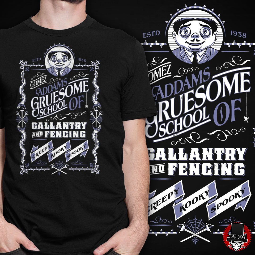 TeeVillain: Gomez Addams Gruesome School of Gallantry & Fencing | Milled