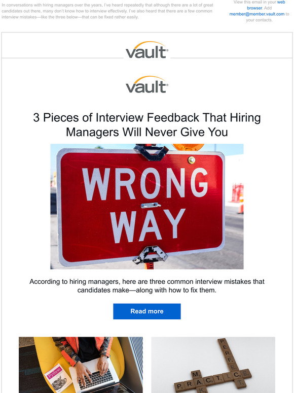 Vault: Interview Feedback Hiring Managers Won't Give You + 5 Tips for ...