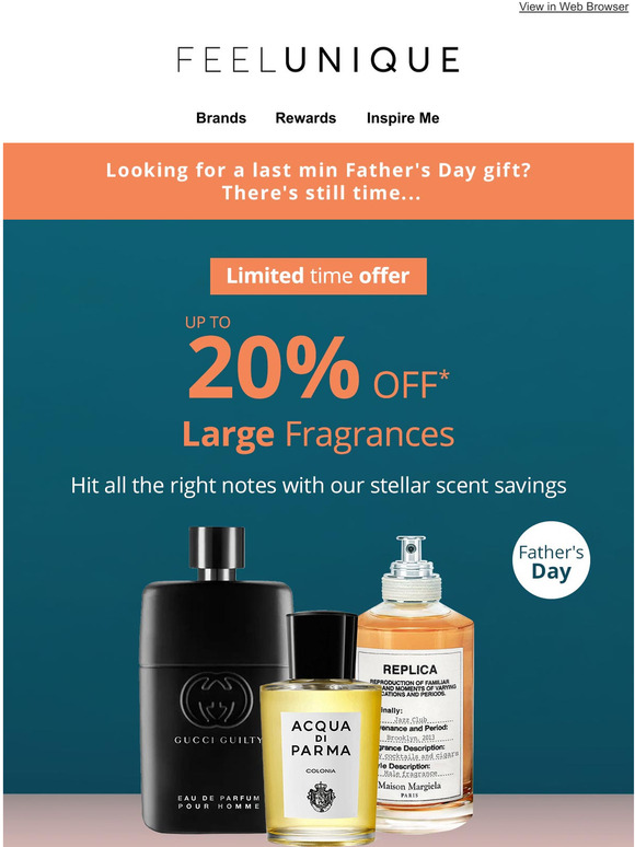Feelunique: Up to 20% off large fragrances | Milled
