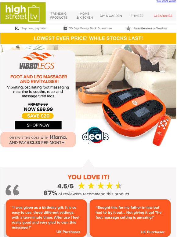 High Street TV: Put your feet up and relax with Vibro Legs | Milled