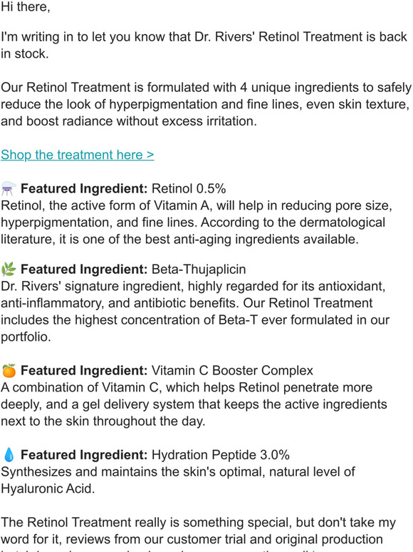 Riversol: Dr. Rivers' Retinol Treatment is Back in Stock! | Milled