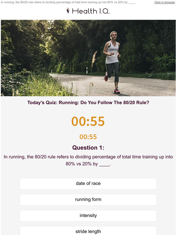 Health IQ: Running: Do You Follow The 80/20 Rule? | Milled
