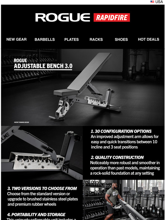Rogue Fitness: Just Launched: Rogue Adjustable Bench 3.0 & More! | Milled