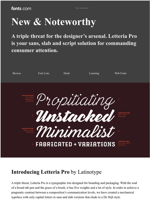 MyFonts: Introducing Letteria Pro - 60% OFF! | Milled