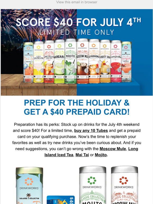 Drinkworks: REMINDER: Stock up on Pods for July 4th and score $40! | Milled