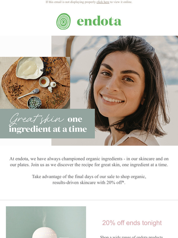 Endota Spa: 20% off Ends Tonight + The recipe for great skin | Milled