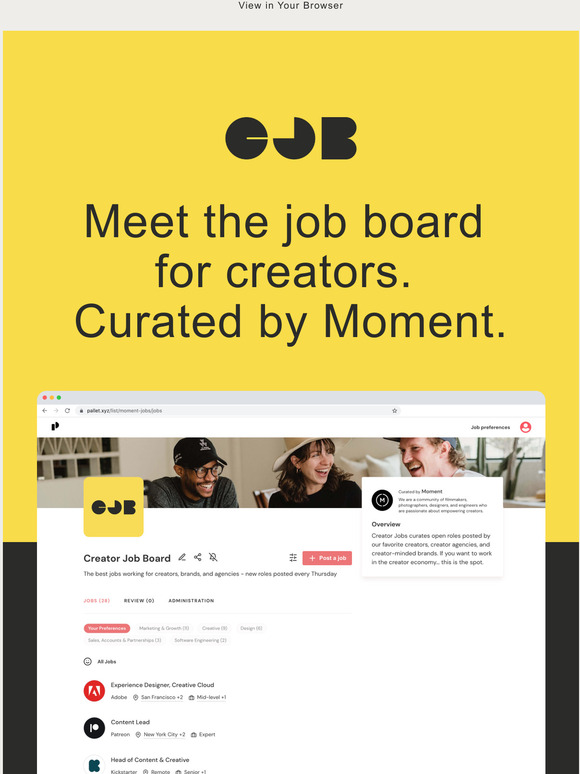 Moment: IntroducingThe Creator Job Board | Milled