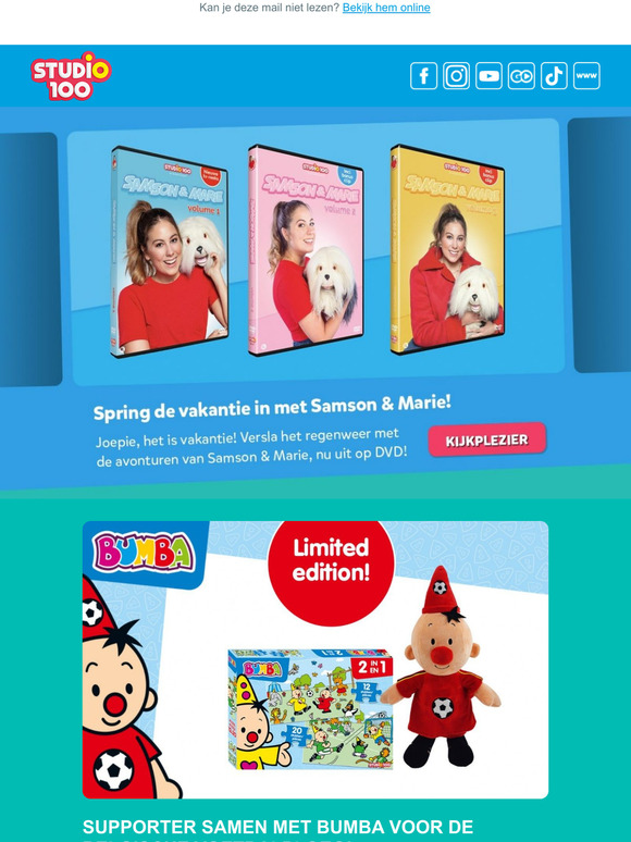 Studio 100: Spring de vakantie in met Samson & Marie WIN een Bumba ...