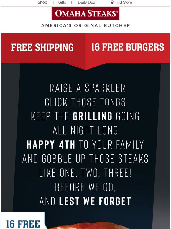 Omaha Steaks: !! Happy Independence Day! | Milled