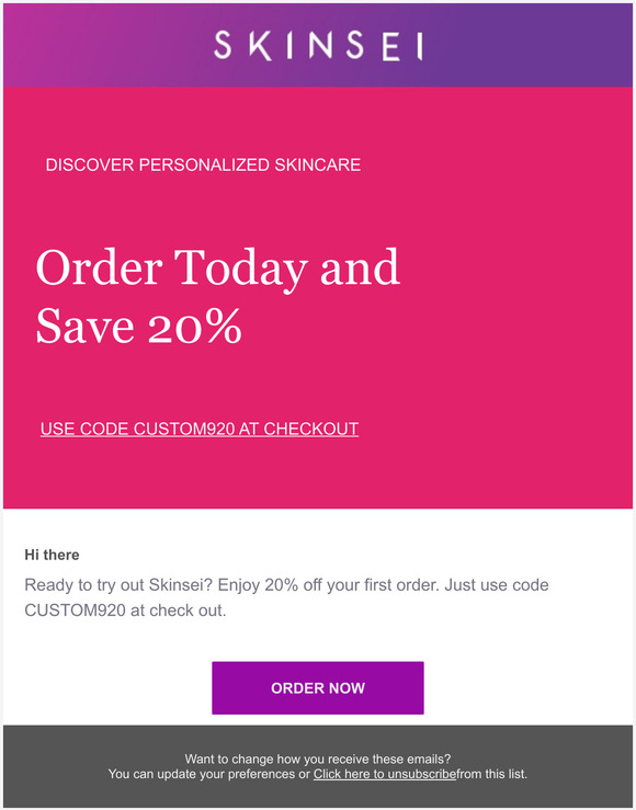 Unilever: Save on your first Skinsei order! | Milled