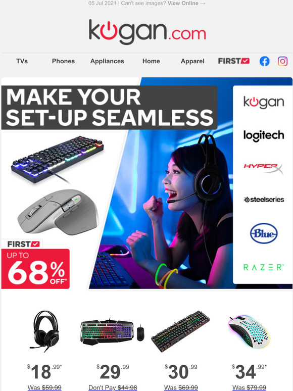 Kogan: Seamless Set-Up | Computer Accessories up to 68% OFF!* | Milled