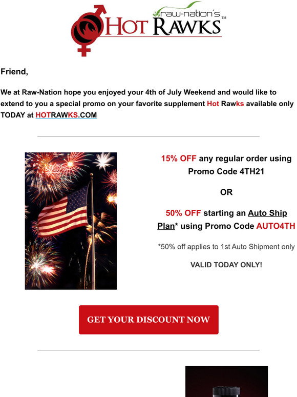 Raw Nation: HOT RAWKS 4th of July Promo - Only Today | Milled