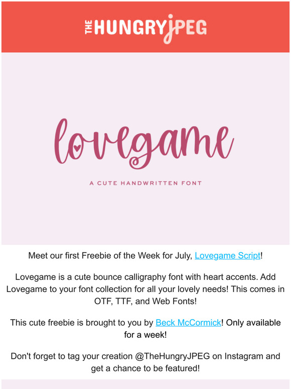 The Hungry JPEG: Freebie of The Week: Lovegame Script | TheHungryJPEG | Milled