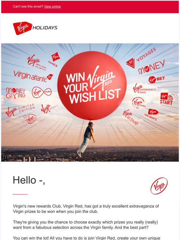 Virgin Atlantic: Win your Virgin Red Wish List | Milled