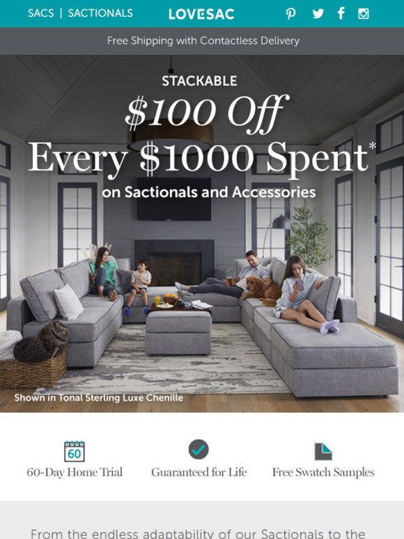 LoveSac: stack. Stack. STACK UP THE SAVINGS! | Milled