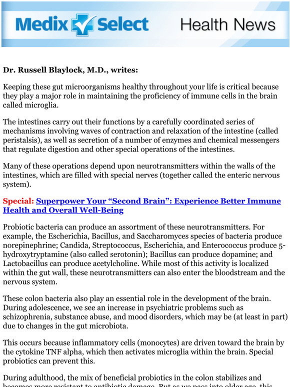 Medix Select: Probiotics Help Produce Neurotransmitters | Milled