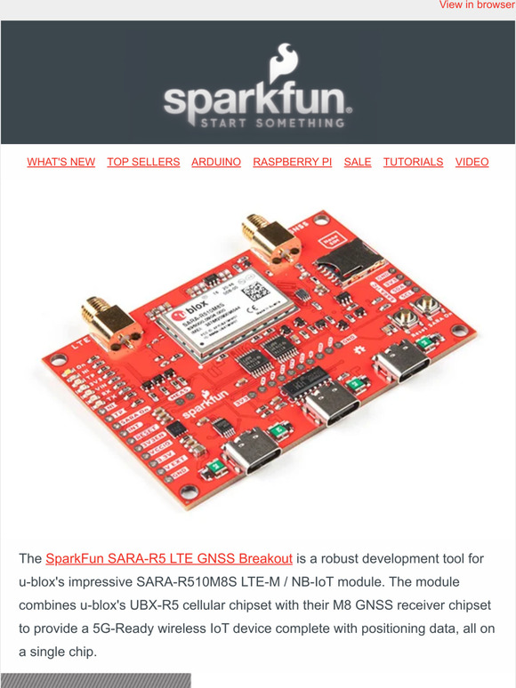 SparkFun: LTE meets GNSS with the new SARA-R5 | Milled