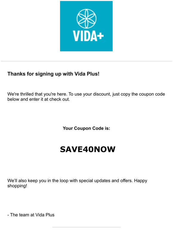 HempVida: Thanks for signing up with Vida Plus! | Milled