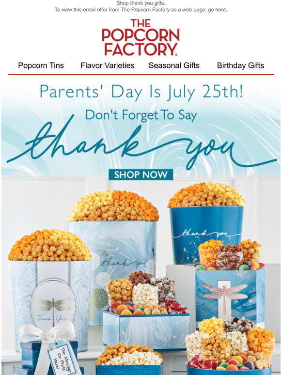 The Popcorn Factory: Parents' Day Is Coming - Say Thanks! | Milled