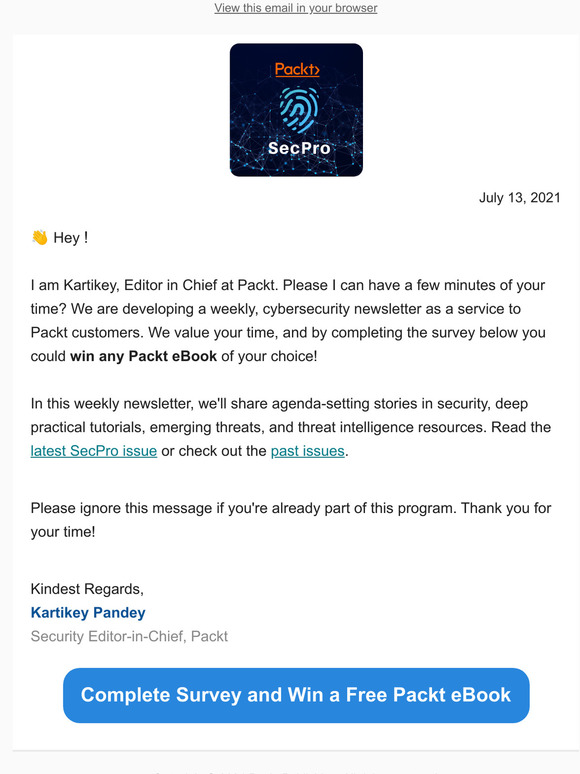 Packt: Join Packt SecPro and you could win any Packt eBook! | Milled