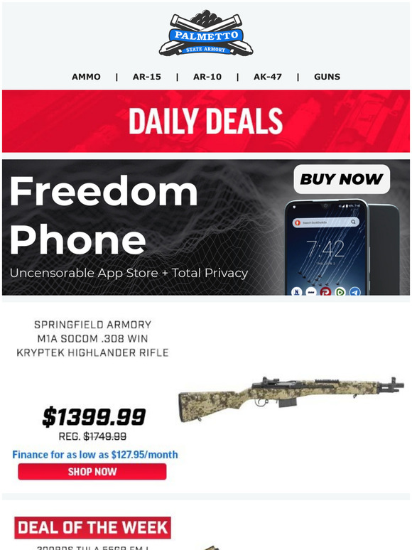 Palmetto State Armory: Springfield M1A Kryptek Highlander Rifle $1,399. ...