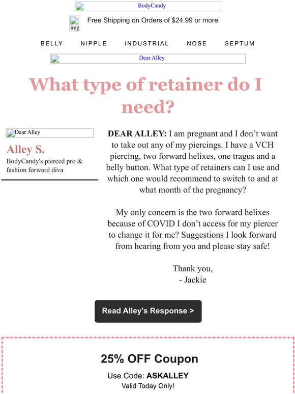 Body Candy: What type of retainer do I need? | Milled