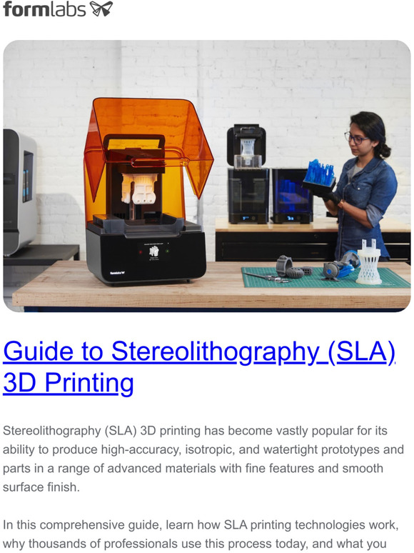 Formlabs: Guide to Stereolithography (SLA) 3D Printing | Milled