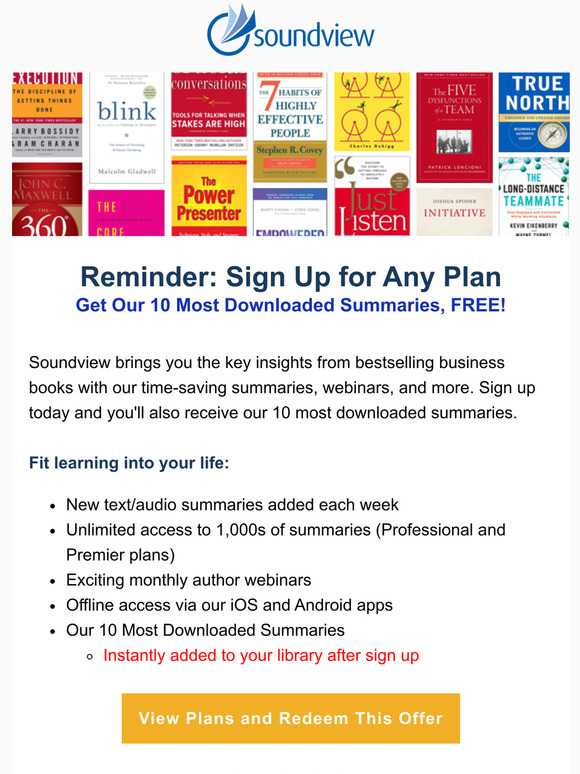 Soundview Executive Book Summaries: [Ending Soon] Get Our 10 Most ...