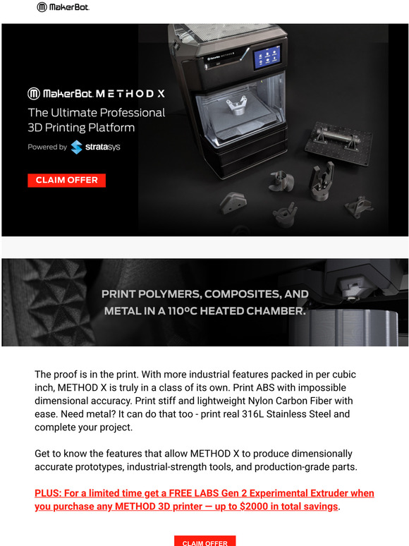 MakerBot: Level up to METHOD X: Print Metals, Composites, and Polymers ...