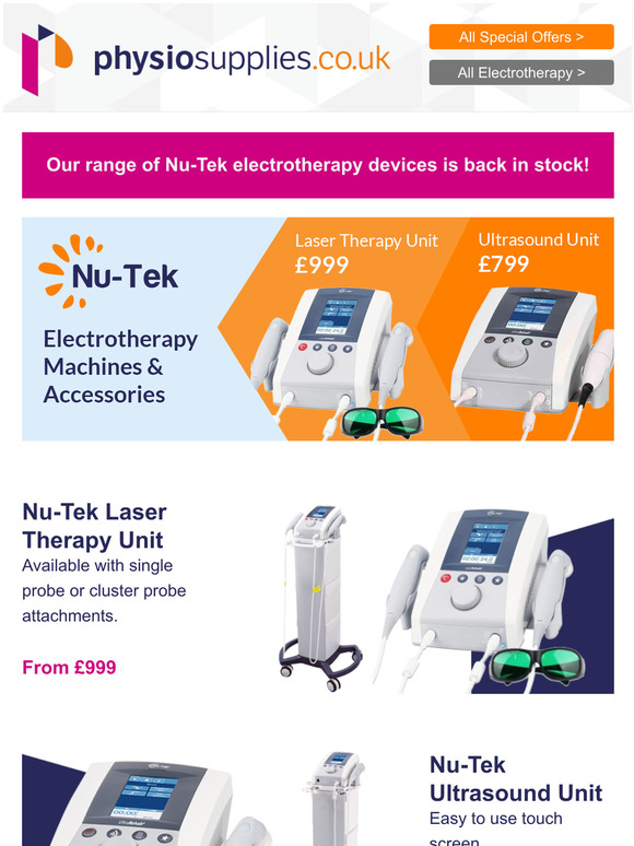 Physio Supplies Ltd: Nu-Tek Electrotherapy Machines Back in Stock! | Milled