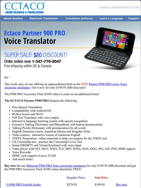 ECTACO: Special Sale on bilingual Ectaco P900 PRO Voice translators ...