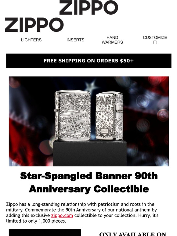 Zippo: NEW Star-Spangled Banner 90th Anniversary Collectible | Milled