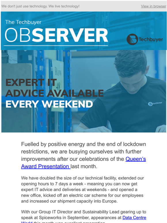 Techbuyer: Techbuyer News | Get expert advice even on a weekend | Milled