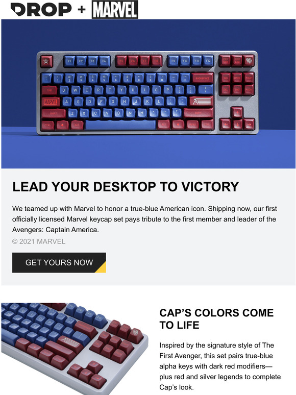 Drop: Drop + Marvel Captain America Keycaps Are Here | Milled