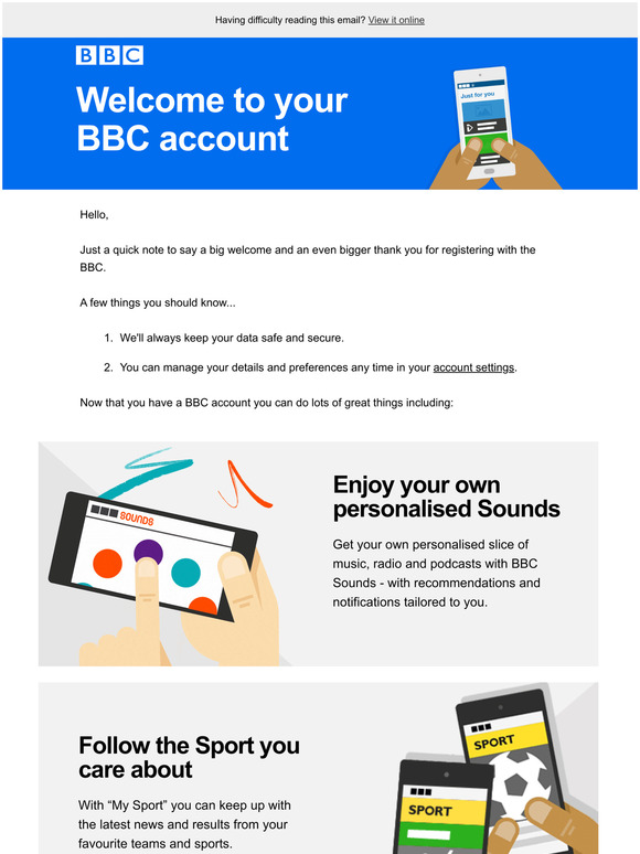 BBC: Welcome to your BBC account - let's get you started | Milled