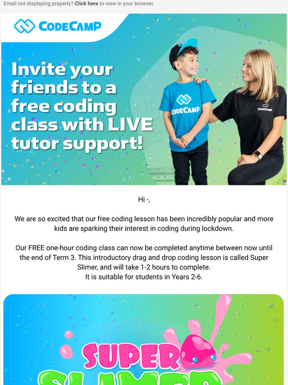 CodeCamp: Code Camp freebie for families - extended through Term 3! | Milled