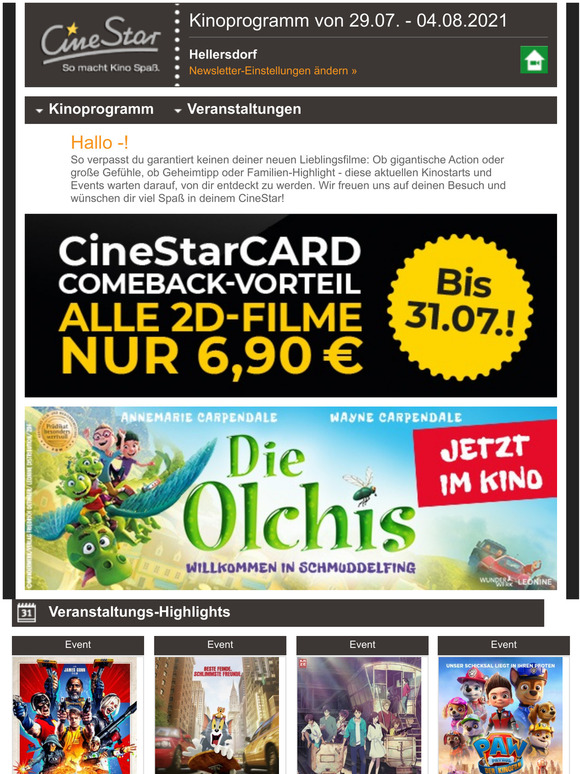 CineStar: Kinoprogramm Hellersdorf ab Donnerstag 29. Juli! | Milled