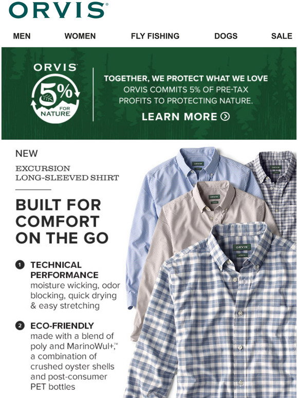 Orvis: The NEW Excursion Shirt redefines comfort on the go. | Milled