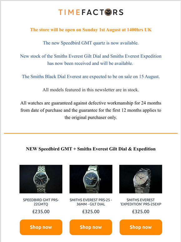Precista: Time Factors Website Store opening / Speedbird GMT / Everest ...