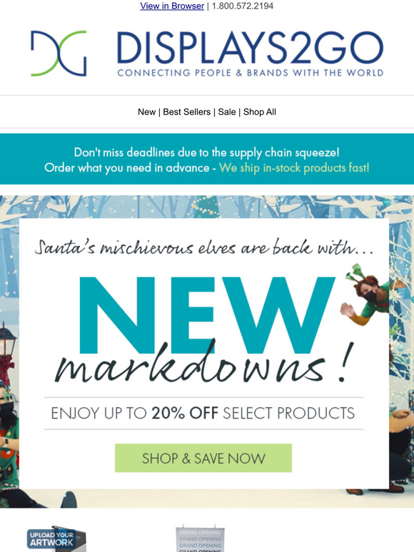 Displays2go: New Markdowns Are Here Shop Signage, Banners & More! | Milled
