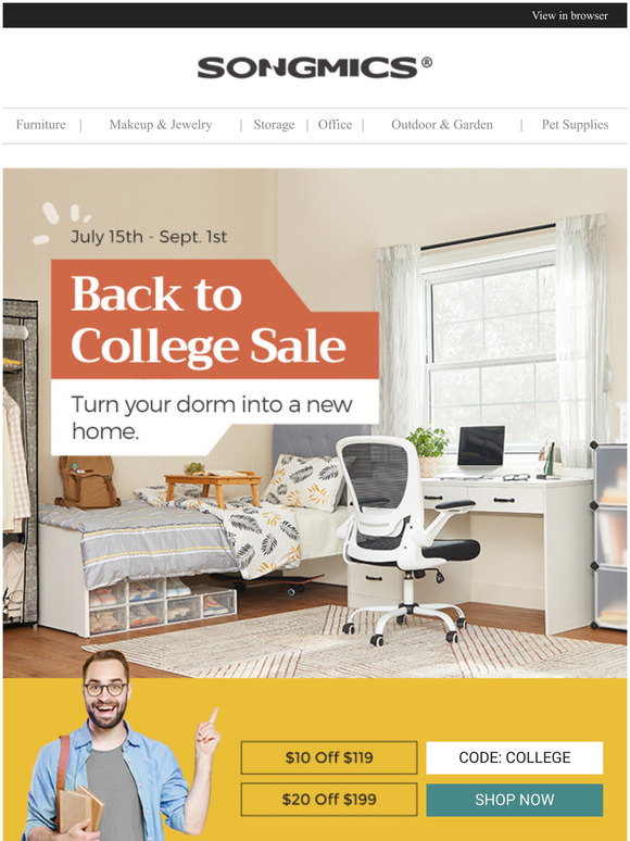 SONGMICS: Back to school? Get up to $20 OFF! | Milled