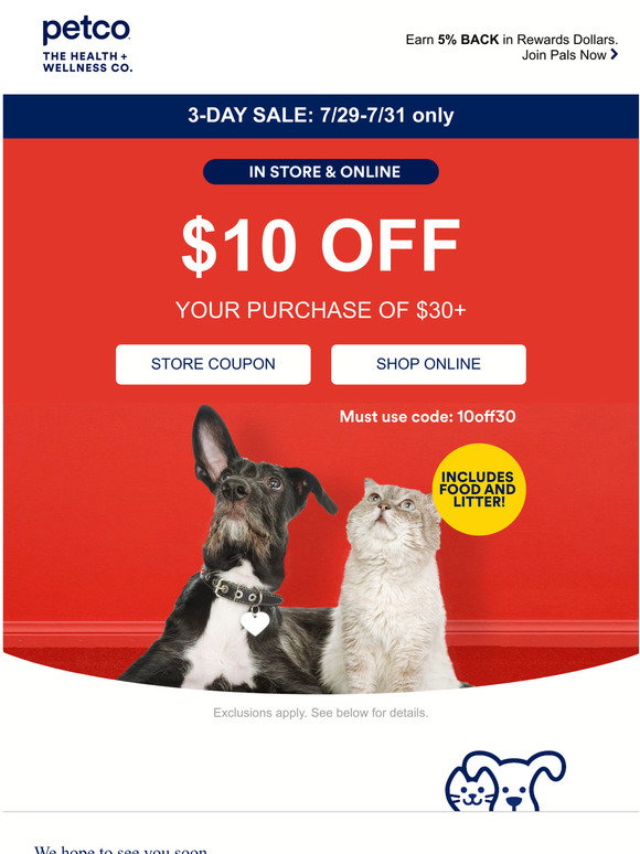 Petco: STARTS NOW: $10 off $30 (coupon inside) | Milled