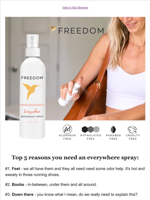 Freedom: Top 5 Reasons You Need an Everywhere Spray | Milled