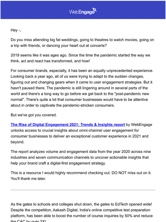 WebEngage: [Report] The Rise of Digital Engagement 2021: Trends ...