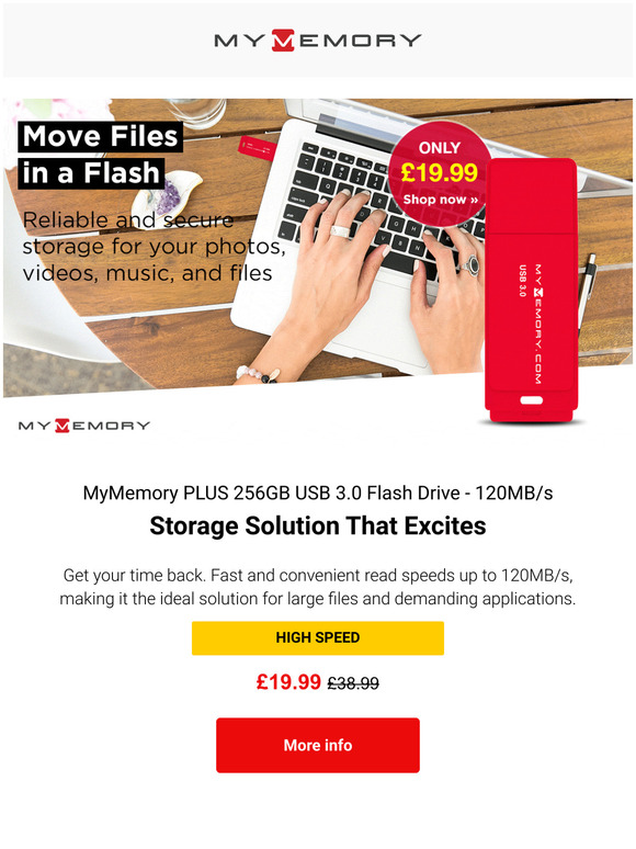 Mymemory.Co.Uk: NEW MyMemory PLUS 256GB USB 3.0 only 19.99 | Milled