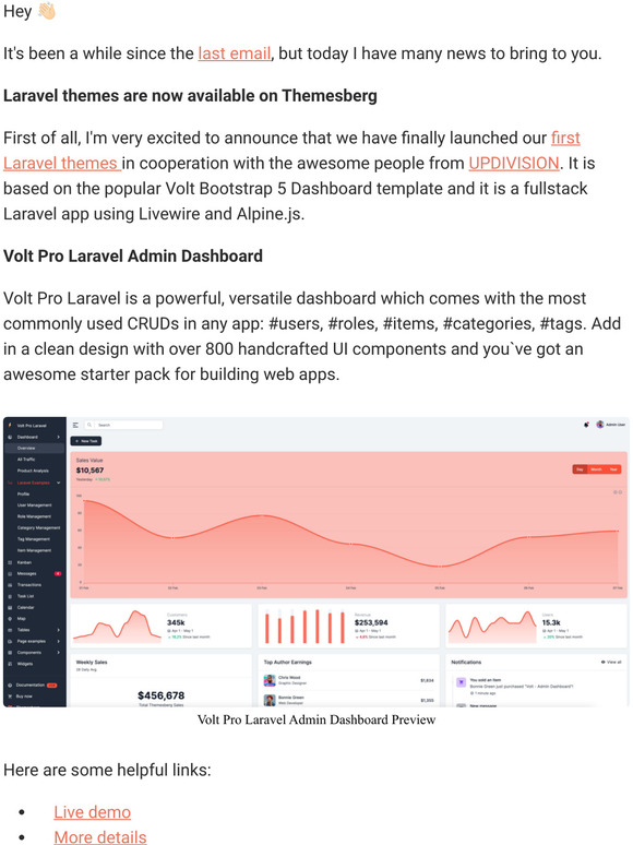 Crafty Dwarf SRL: Themesberg update: new Laravel dashboard, progress with Glass UI, and summer ...