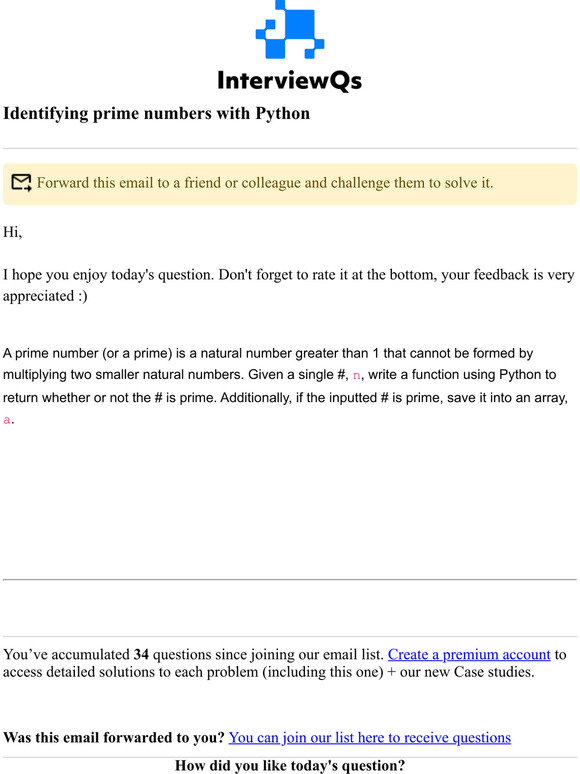 Interview Qs: Identifying prime numbers with Python | Milled