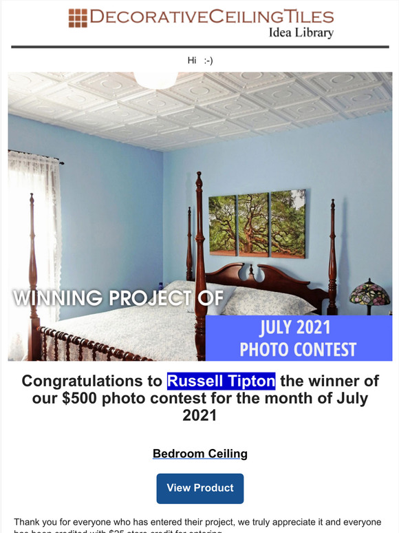 Decorative Ceiling Tiles: Winner Announced for July 2021 Photo Contest ...